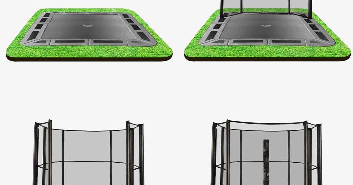 11ft x 8ft Capital Rectangular In Ground Trampoline Kit - Gray